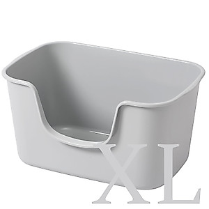 Smart Paws Extra Large Jumbo Cat Litter Box for Maine Coon Cats, Open Top High-Sided Anti-Splash Litter Pans, Durable XL Kitty Bathroom for Multi-Cat Households (Grey)