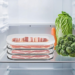 Tioncy 17oz Modula Rounded Food Storage Box with Lid Set of 3 Lunchmeat Storage Container for Fridge Stackable Cold Cuts Vegetable and Cheese