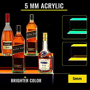 VEVOR LED Lighted Liquor Bottle Display Shelf, 40-inch LED Bar Shelves for Liquor, 2-Step Lighted Liquor Bottle Shelf for Home/Commercial Bar, Acrylic Lighted Bottle Display with Remote & App Control
