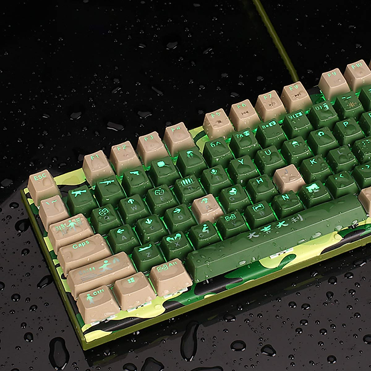 Merdia Mechanical Gaming Keyboard Wired Backlit OUTEM Black Switch Keyboard Full Size 104 Keys US Layout-Camouflage
