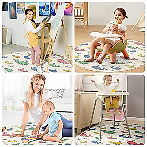 Splat Mat for Under High Chair 43.3″, Waterproof Anti Slip with No Layering Design Splash Mat for Art/Crafts/Playtime on Floor or Table, Reusable Eating Mess Mat Spill Mat Floor Protector