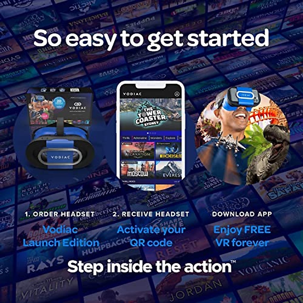 Vodiac VR - Virtual Reality Goggles, Carry Case, Free VR Videos & More via The Vodiac in-App Streaming Service. Powered by Your Smartphone iPhone Android Compatible