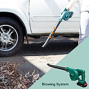 Kinswood 20V 2.0A Batteries Cordless Lithium-ion 12-in-1 Blower Vacuum for Blowing Leaves, Vacuuming Dusts