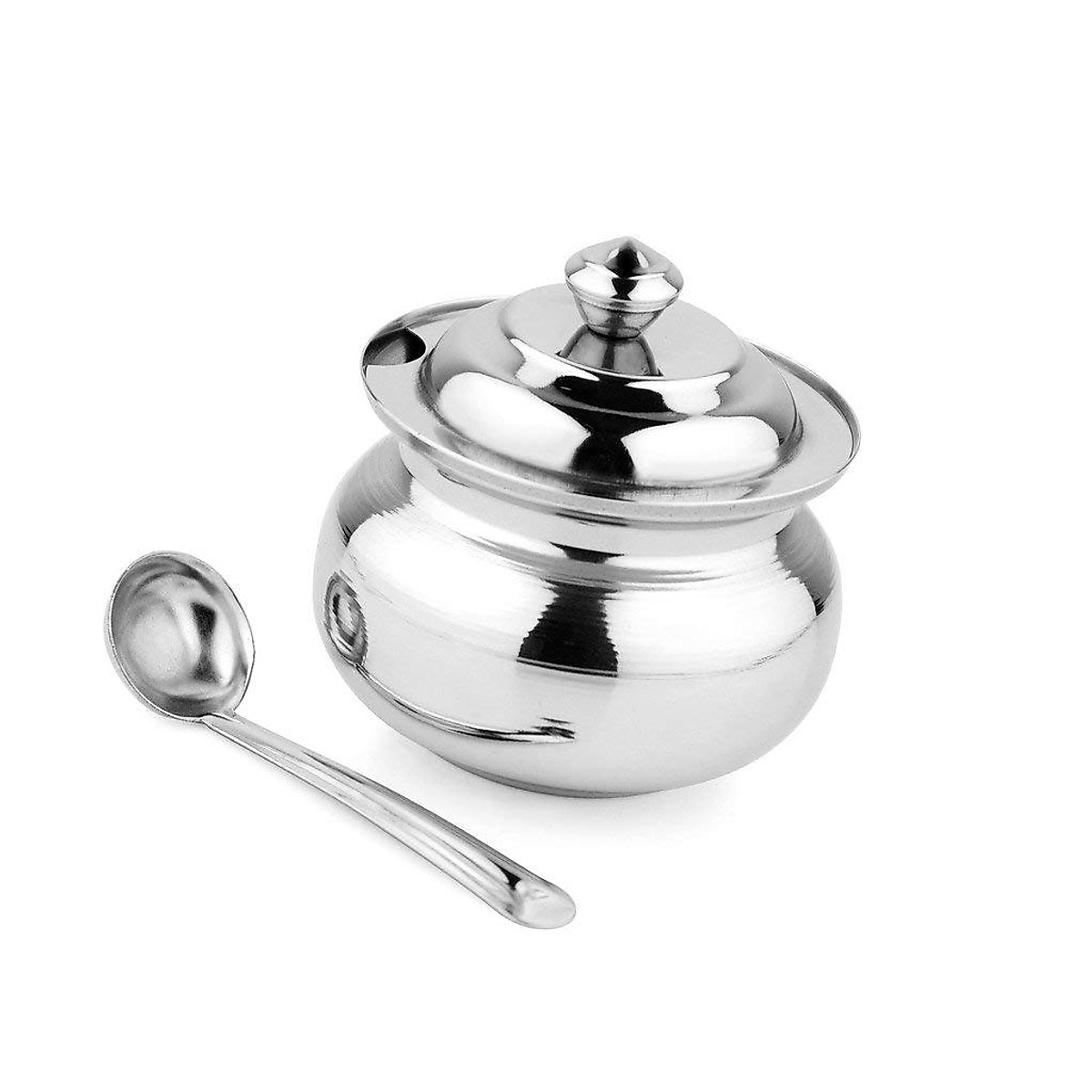 Indian Crafts idea Stainless Steel Oil and Ghee Pot of Spoons, Stainless Steel Ghee,Oil Pot with Spoon for Kitchen Dining Storage Container, Set of 6(7 cm)