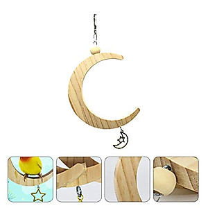TEHAUX Bird Swings Toy, Moon Shaped Hanging Perch for Lovebird, Budgie, Parrot, Lorikeet, Finches, Conures, Pet Cage Rattles Educational Toy (Random Style)