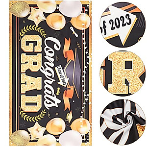 Didiseaon Graduation Backdrops for Photography 2023 Graduation Porch Sign Graduation Party Banner 2023 Graduation Backdrop Party Backdrop Curtain Gold Decor Prom Graduation Season Polyester