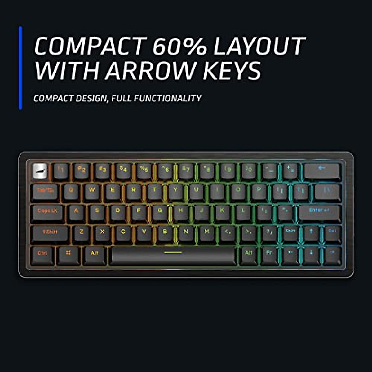 Mountain Everest 60 Compact RGB Gaming Keyboard - with Lubricated Hot-Swappable Mechanical Contacts and More Encore - US ANSI (Everest 60 | Touch 55, Quartz B)