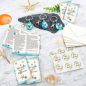 Eaasty 30 Pcs Starfish Story Gift Mini Keepsake Appreciation Notecards Employee Appreciation Starfish Keychain Cards Envelopes You Make a Difference Thank you Gifts Set for Teacher Students Colleague