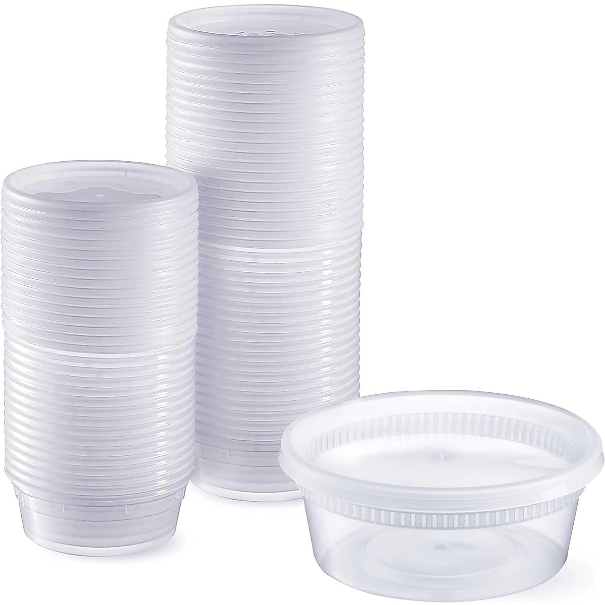 Basidi [240 sets Deli Containers with Lids, Recyclable Polypropylene, Microwavable, Heat Resistant (8, Ounces)