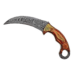 Damascus Steel Hunting Knife - Fixed Blade Knives with Sheath - Firm Grip Handle