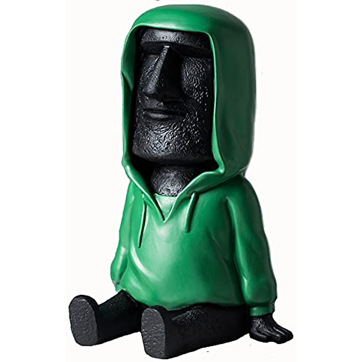 ZKSYLSM Easter Island Moai Statue Decor,Resin Imitation Stone Statue Figurine Sculpture,Pen Holder, Mobile Phone Holder,Decor Desktop,Bookshelf,Tabletop (Black)