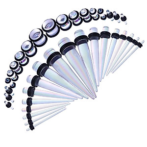 BodyJ4You 36PC Gauges Kit Aurora Acrylic Taper Plug 14G-00G Ear Stretch O-Rings Body Piercing