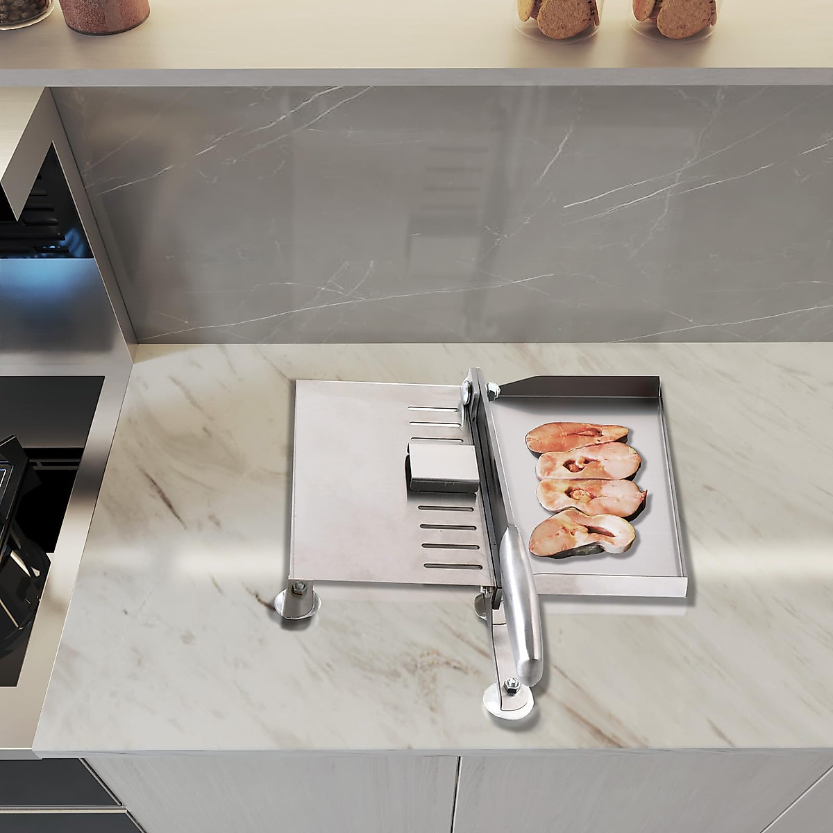 NICCOO Manual Meat Cutter Machine Biltong Slicer Rib Chicken Cutting Machine Chinese Medicine Beef Jerky Slicer Stainless Sliver ZGD-PQPQ-001@TPUSEK06 0