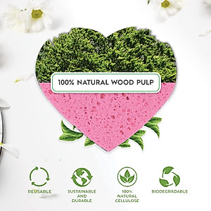 60-Count Compressed Facial Sponges, 100% Natural Cosmetic Spa Sponges for Facial Cleansing, Exfoliating Mask (Pink Heart)