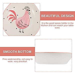 BESTonZON Cooking Spoon Holder Rooster Spoon ceramic spoon rest for stove top ceramic spoon rest for stove top Rooster spoon rest for kitchen counter Rest for Kitchen Coffee Spoon Rest