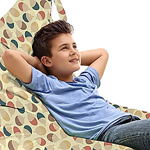 Ambesonne Acorn Lounger Chair Bag, Colorful Oak Pattern with an Off White Background Hand Drawn Autumn Elements, High Capacity Storage with Handle Container, Lounger Size, Multicolor
