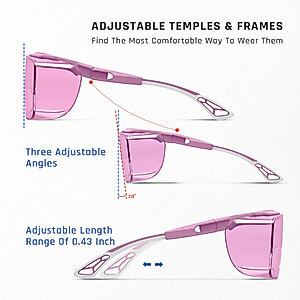 TOREGE Nemesis Safety Glasses For Nurse, Anti Fog Safety Glasses Over Eyeglasses With HD Lenses, Medical Lab Goggles Eye Protection For Women(Pink)