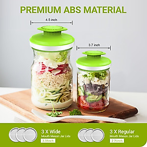 Mason Jar Vacuum Sealer for Foodsaver, Canning Jars Vacuum Sealer, Vacuum Sealer Kit Attachment for Wide/Regular Mouth Jar,with Manual Portable Pump and Accessory Hose