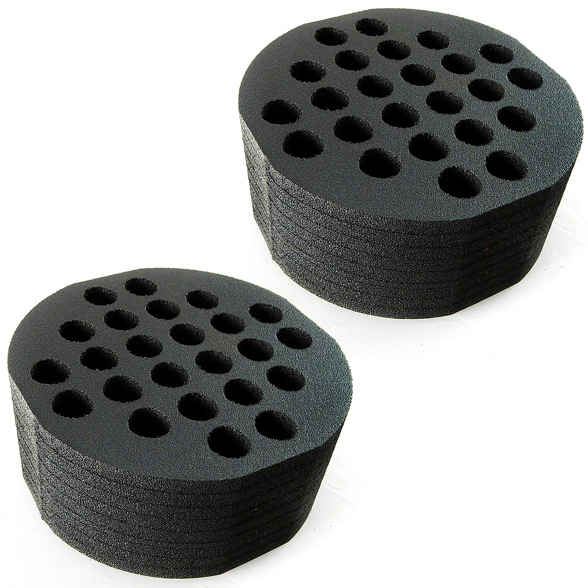 Polar Whale 2 Test Tube Racks Black Foam Round Shaped Holder Storage Organizer Stand Transport Holds 24 Tubes Fits up to 20mm Diameter