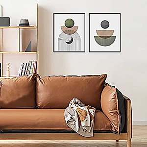 Mid Century Modern Print Set Of 2 Abstract Wall Art Olive Green Wall Decor Minimalist Abstract Decor Moon and Sun Wall Art Set UNFRAMED 11x14inch