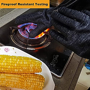 Turkey Fryer BBQ Gloves Heat Resistant Cooking Grilling Glove 14 inches, 932°F Heat Proof Oven/Smoker/Barbecue Gloves for Handling Heat Food on Your Fryer/Waterproof/Fireproof