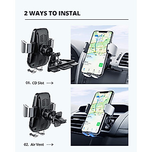 [Military-Grade Quality] VICSEED Wireless Car Charger Mount, Auto-Clamping Qi Fast Charging CD Phone Holder for Car Wireless Charger, Wireless Car Charger Vent Mount for iPhone 13 Pro Max S21 etc