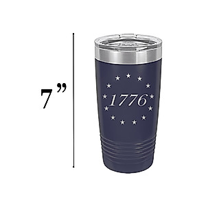 Rogue River Tactical Betsy Ross 1776 American USA Flag 20 Oz. Travel Tumbler Mug Cup w/Lid Vacuum Insulated Hot or Cold Military Vet Gift (Blue)