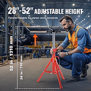 VEVOR Heavy-Duty Pipe Stand Adjustable Folding Pipe Jack Stand | Sturdy Construction 2500 lbs Load Capacity | Ideal for Welding, Automotive, and Construction Projects