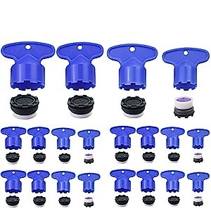 WeiMeet 20 Pieces Cache Faucet Aerator Key Removal Wrench Tool with 20 Pieces Faucet Aerator for M 16.5 18.5 21.5 24 Cache Aerators