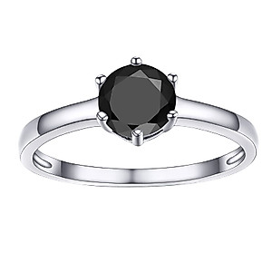 Cubic Zirconia Black Onyx Cz Solitaire Ring Jewelry Size 7 Sterling Silver Wedding Rings For Women