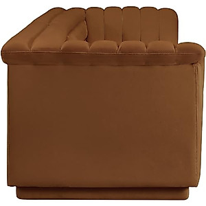 Meridian Furniture 194Saddle-S119 Cascade Collection Modern | Contemporary Modular Sofa with Soft Saddle Velvet Fabric, Deep Channel Tufting, Curved Arms, 118" W x 35" D x 28" H, Saddle