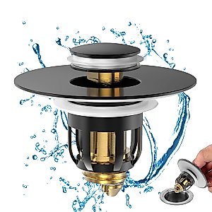MUAIOLAUS Universal Bathroom Sink Stopper, Pop Up Sink Stopper with Basket Hair Catcher, Anti Clogging Sink Drain Filter for 1.06"-1.65" Drain Holes