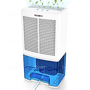 TECSAVVY Advanced Dehumidifier with 2000ml(68oz) with Exhaust Hose, Portable Dehumidifier for Basement that Covers 350 Sq.Ft, 3100 CuFt. for Home Bedroom Bathroom RV Garage Closet with Ultra Quiet and Auto-Shutoff.