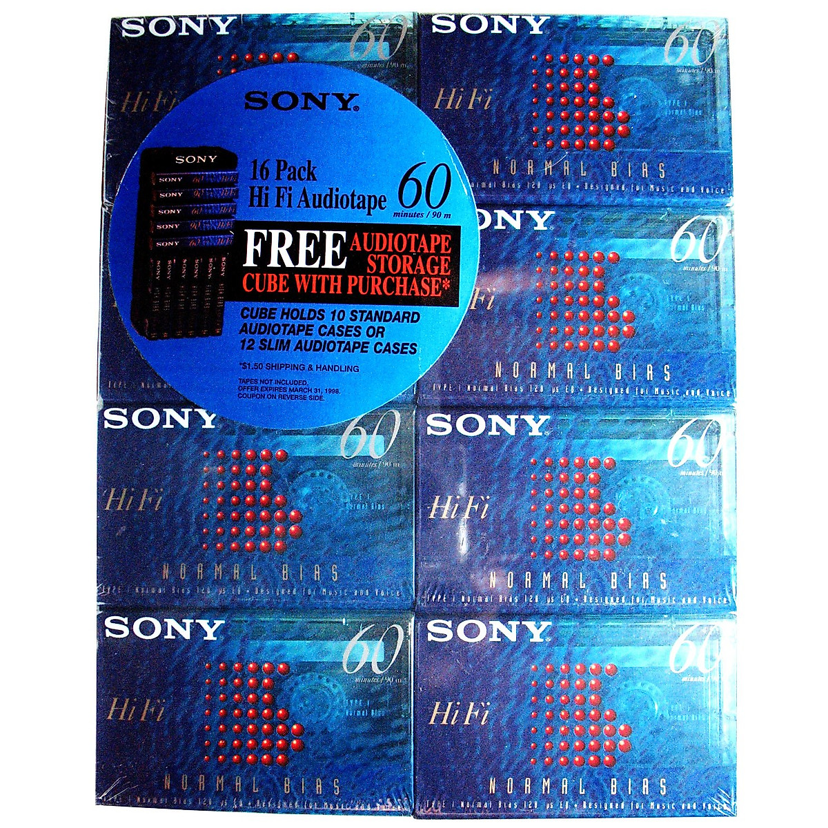 Sony Hi Fi 60 - Blank Audio Cassette Tapes - Normal Bias - 16 Pack
