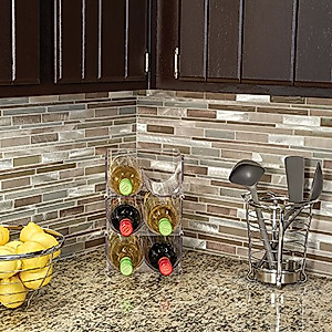 InterDesign Stackable Wine Storage Rack – Free Standing Organizer for Refrigerator or Kitchen Countertops - Holds 2 Bottles, Clear