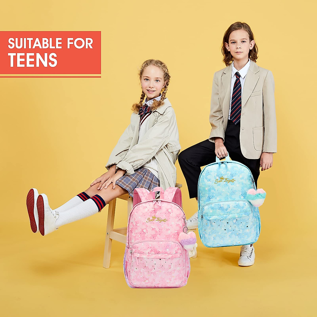 Netlmfg Kids Backpack for Girls Boys | Lightweight Backpack with DIY Cute Accessories | Toddler pack & Casual Bags - Light blue backpack(Girl Boy 6+ Years)