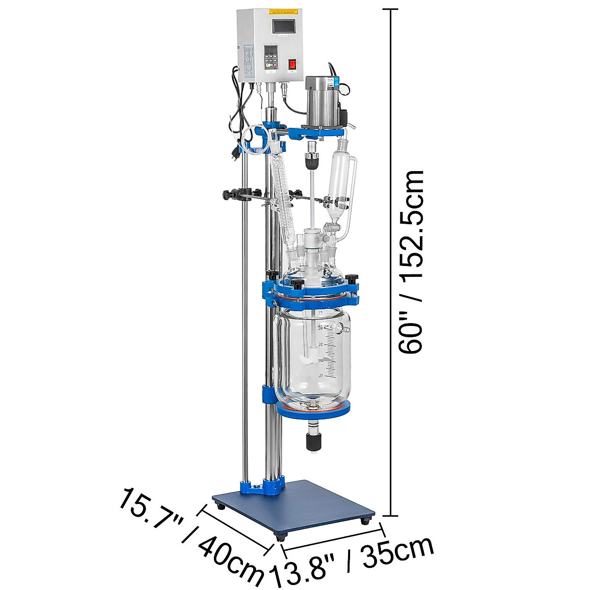VEVOR Jacketed Reactor 5L Laboratory Glass Reactor, Jacketed Glass Reactor, Chemical Reaction Vessel, Lab Jacketed Reactor, Reaction Vessel Chemistry, with Digital Display, for Reaction Distillation