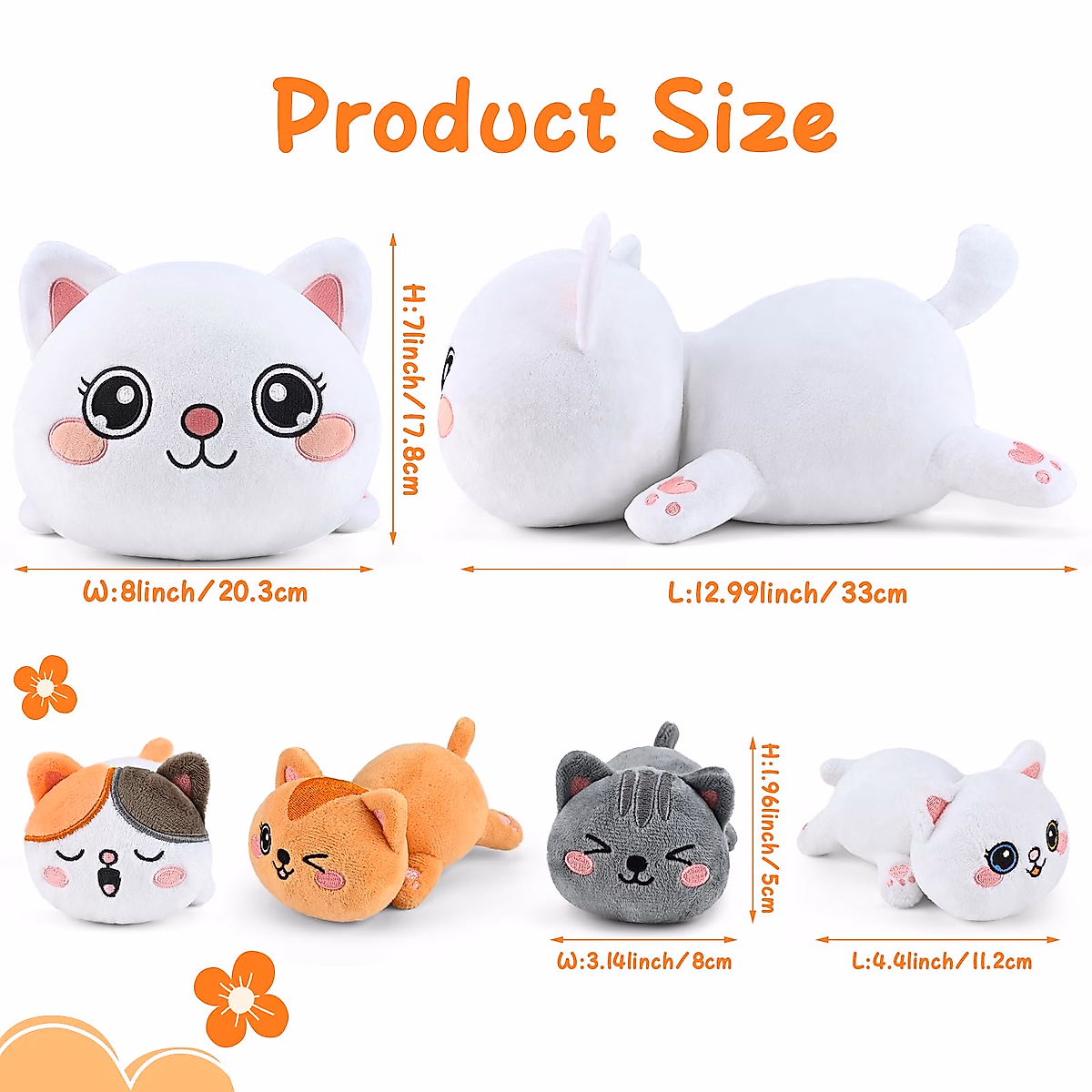 KMUYSL Cat Stuffed Animals Toys for Ages 3 4 5 6 7 8+ Years Old Kids - Mommy Cat with 4 Baby Kitty in Her Tummy, Idea Xmas Birthday Gifts for Baby, Toddler, Girls, Boys