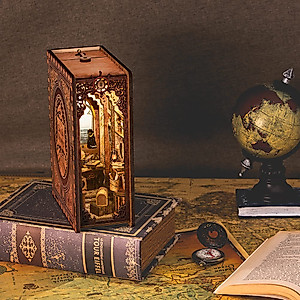 CUTEBEE Book Nook Kit, DIY Booknook Miniature House Tiny House 3D Wooden Puzzle Dollhouse Kit for Adults and Teens, Bookshelf Insert Decor, DIY Craft Gift Model Build