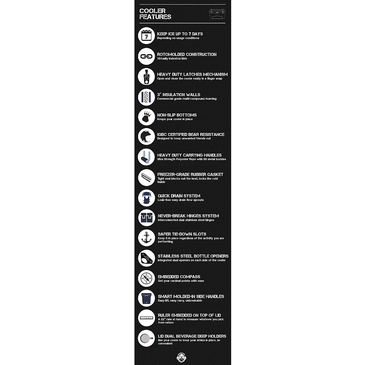 45QT Cold Bastard Rugged+ CAMO Army Premium Ice Chest Cooler Accessories Free S&H CB45-CA