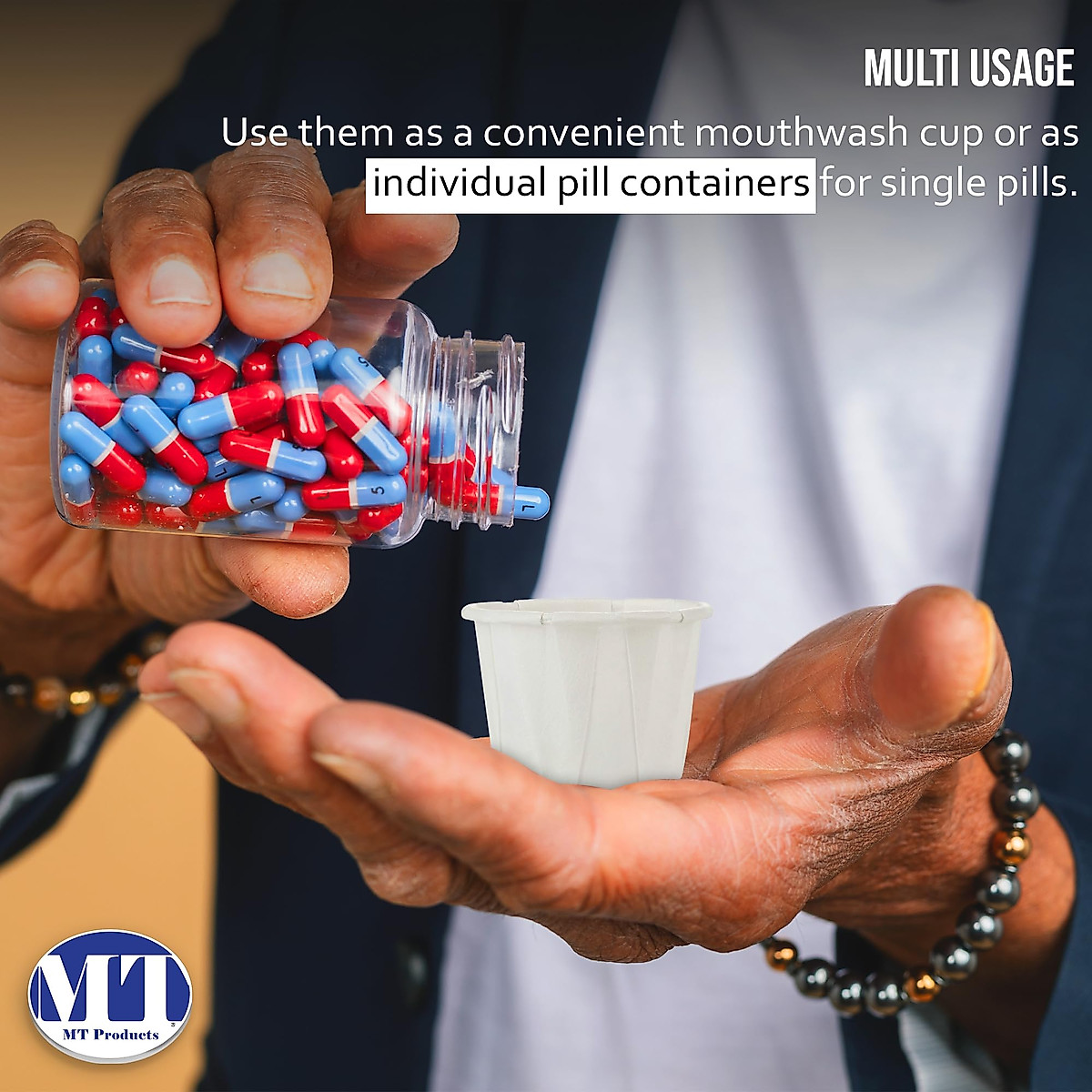 MT Products Individual Paper Portion Cups 1 oz. Sample Cups - Disposable Souffle Cups Great for Condiments or Medicine Cup (Pack of 350) - Made in the USA