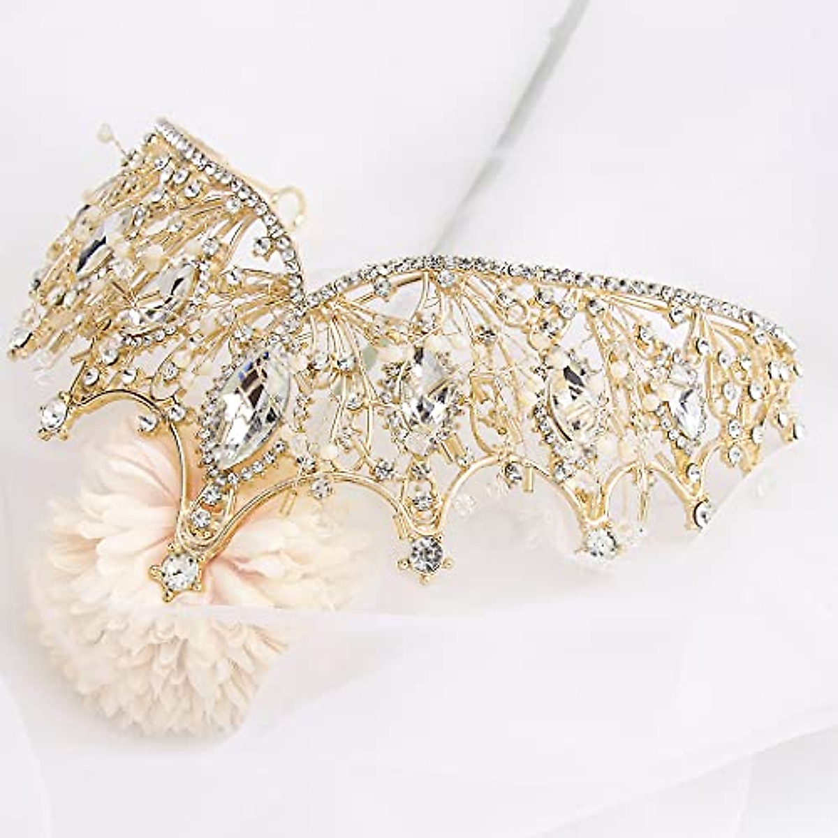 AOPRIE Hera's Light Tiaras and Crowns for Women Gold Girls Crystal Hair Accessories for Wedding Prom Bridal Birthday Party Halloween Costume Christmas Gifts Leaves Princess Tiara for Little Girls