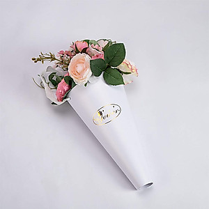 Decorative Paper Bag for Flower Bouquet, 10Pcs Paperboard Floral Hug Bucket with Ribbon Handles, Gift Collocation Packaging Box NMFIN