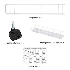 4 Tier Slim Slide Out Storage Rack, Kitchen Gap Shelf with Wheels Storage Basket for Bathroom Home Organizer Storage Shelf for Narrow Spaces, White