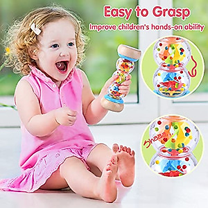 Rainmaker - 7 inch Wooden Rain Stick Montessori Toys for Babies 6-12 Months,Baby Rattle Shaker Sensory Developmental Toy,Raindrops Musical Instrument baby musical toys for 1 year old toddler kids
