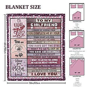 to My Girlfriend Blanket, Valentine's Day Gifts for Girlfriend, Girlfriend Birthday Gifts, Romantic Gifts for Her Girlfriend, Girlfriend Gifts, Soft Flannel Throw Blankets 50"x60"