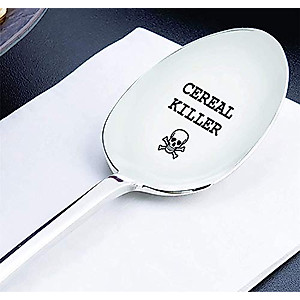 Cereal killer Spoon Gift for Men Women | Funny Spoon Gift for Friends | Cereal Killer - Engraved Spoon Gift for Dad Mom | Birthday Thanksgiving Day Christmas Gifts | Gift for Cereal Lovers - 7 Inches