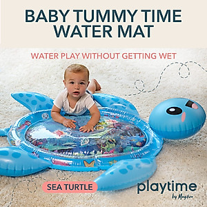 MAGIFIRE Tummy Time Water Mat for Infants 3-12 Months Old, Sea Turtle Measures 36 Inches x 46 Inches, Water Mat for Babies, BPA-Free, Tummy Time Toys