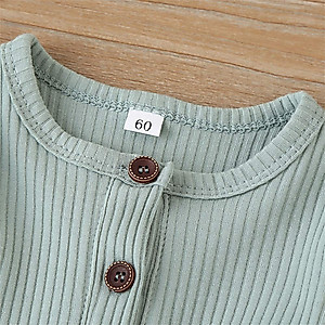 niceclould Newborn Baby Boy Girl Knitted Romper Jumpsuit Solid Long Sleeve Legging Bodysuit Playsuit Clothes Winter 0-18M (Light Green, 0-3 Months)