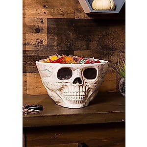 Seasons USA Skull Candy 9.5" Snack Bowl Sturdy Plastic Skeleton Halloween Decor Tableware